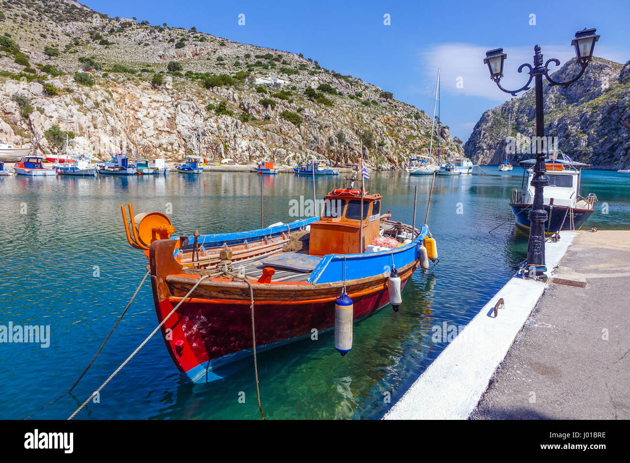 Small colourful fishing boats, Kalymnos, Greece Stock Photo - Alamy