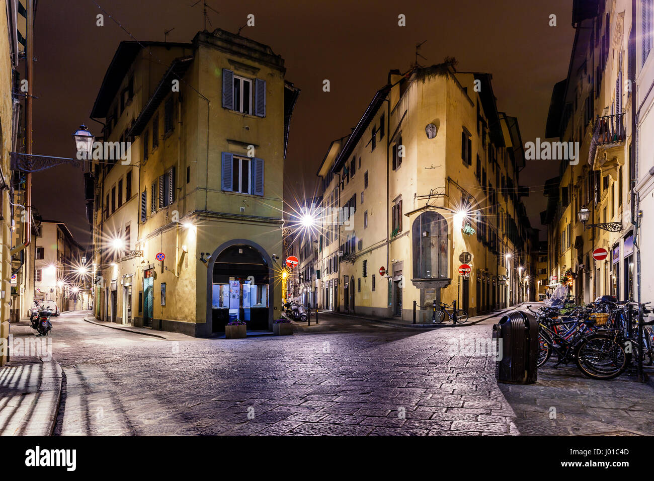 Night labyrinths of Florence.Italy Stock Photo - Alamy