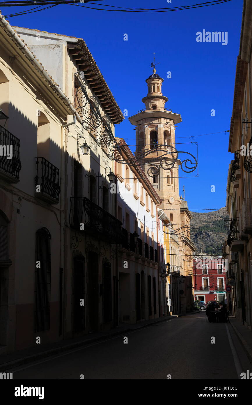 Historic church tower in village of Xalo or Jalon, Marina Alta ...