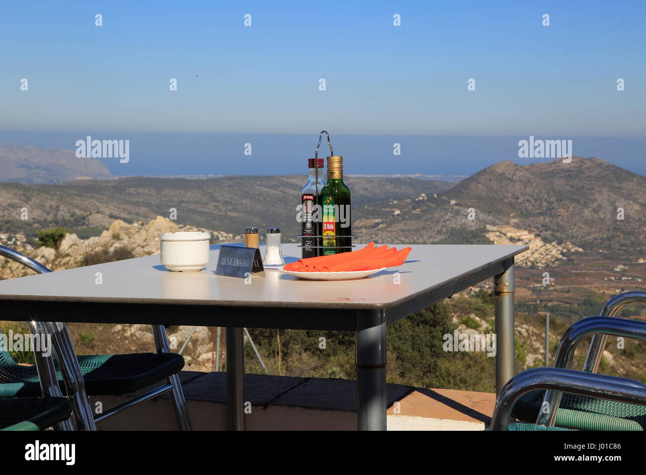 Terrace restaurant table with view, Mirador del Coll de Rates, Tarbena ...