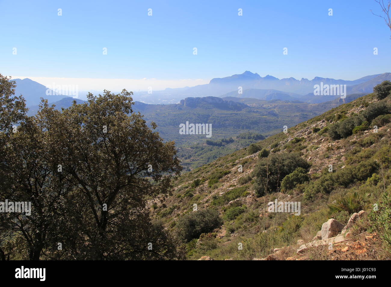 Mountain peaks landscape from Coll de Rates, Tàrbena, Marina Alta ...