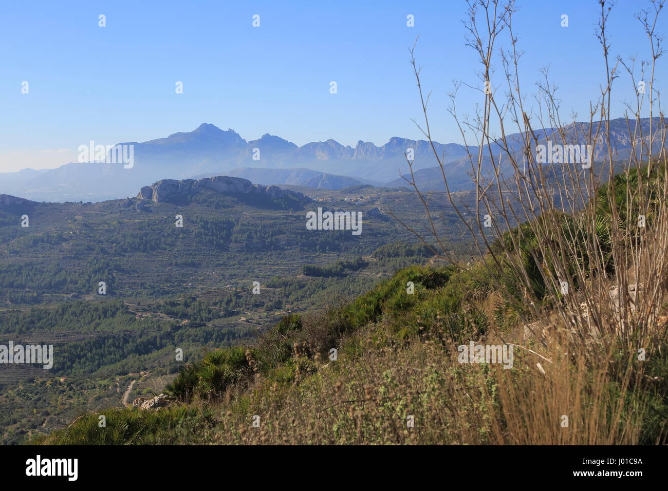 Mountain peaks landscape from Coll de Rates, Tàrbena, Marina Alta ...