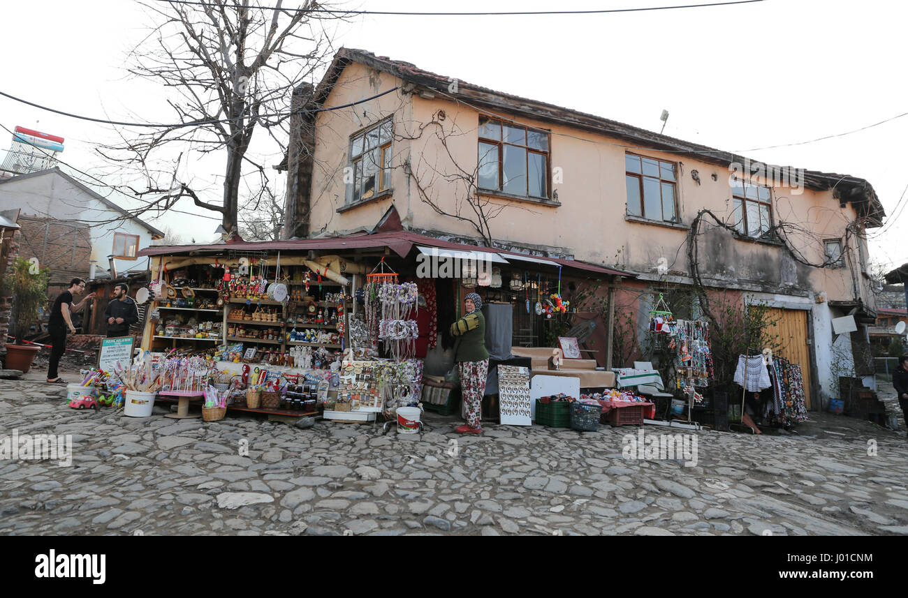 BURSA, TURKEY - MARCH 18, 2017: People shopping in old Ottoman village ...