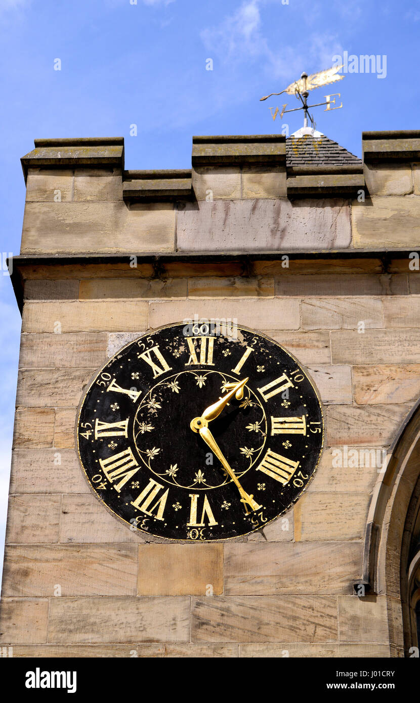 The historical Church clock on Saint Michael's church in York Stock ...