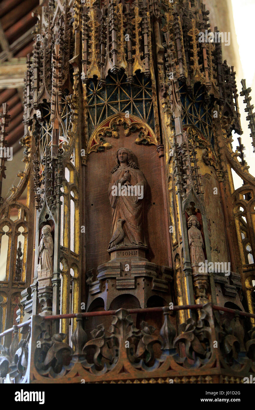 Ornately decorated large wooden baptismal font cover Ufford church ...