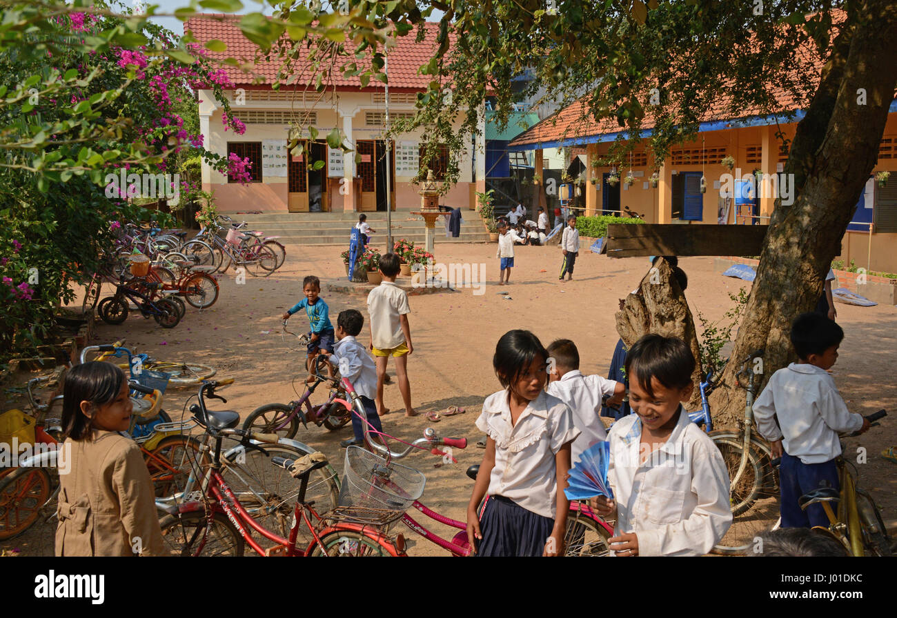Children in the playground, Elementary School, Kampong Tralach, Phnom ...
