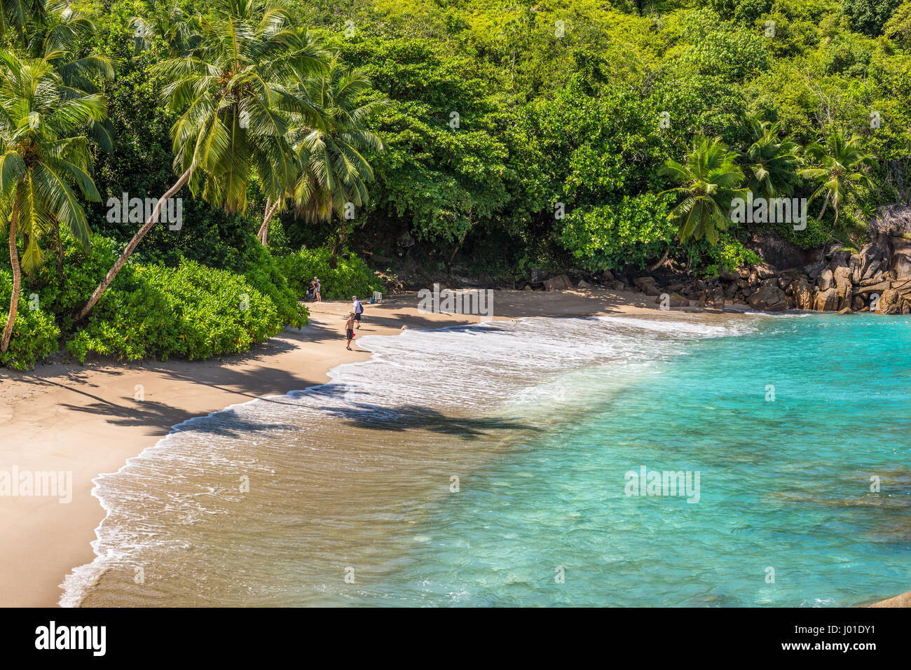 Anse Major, Mahe, Seychelles - December 16, 2015: People enjoy the Anse ...