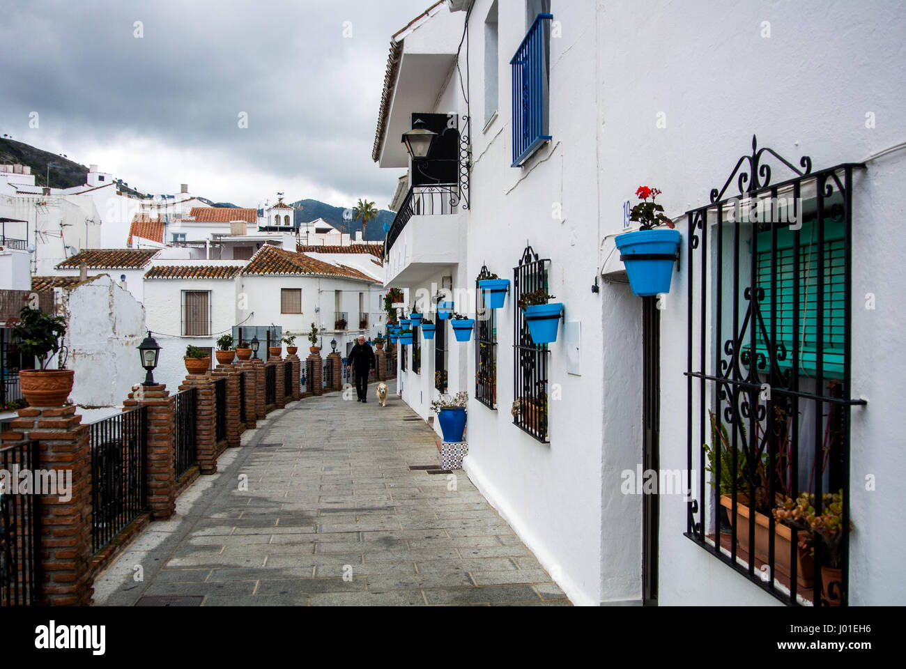 MIJAS, SPAIN - FEBRUARY 08, 2015: A street of Mijas pueblo (village ...