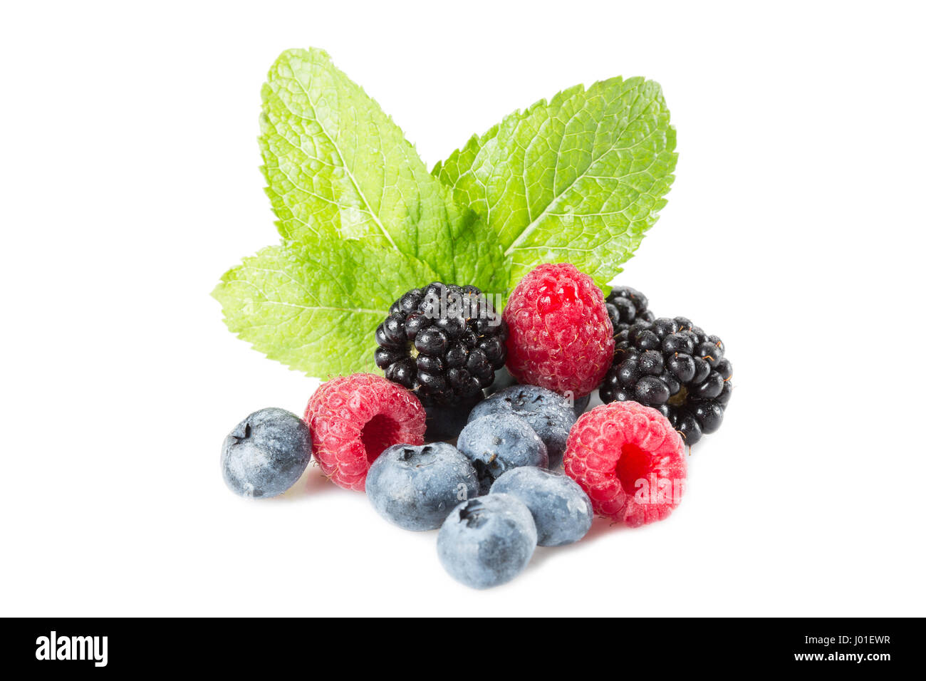 Mix of different berries on a white background. Isolated Stock Photo ...