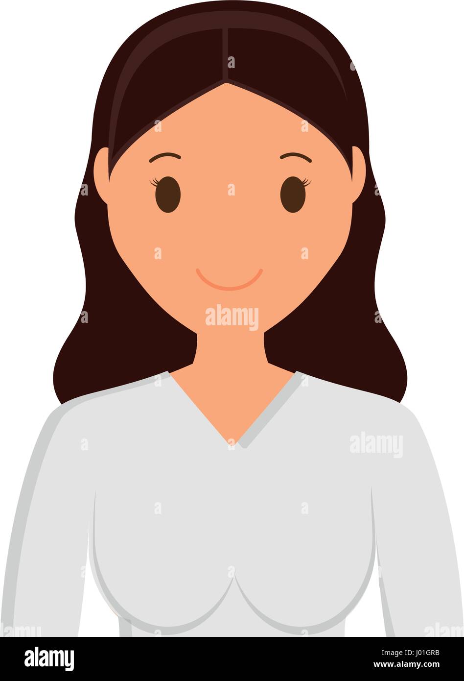 woman wearing white shirt, cartoon icon over white background. colorful ...