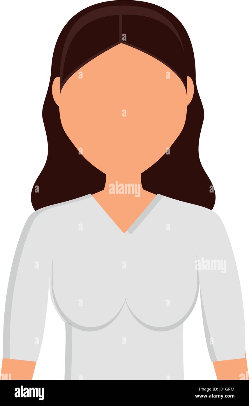 woman wearing white shirt, cartoon icon over white background. colorful ...