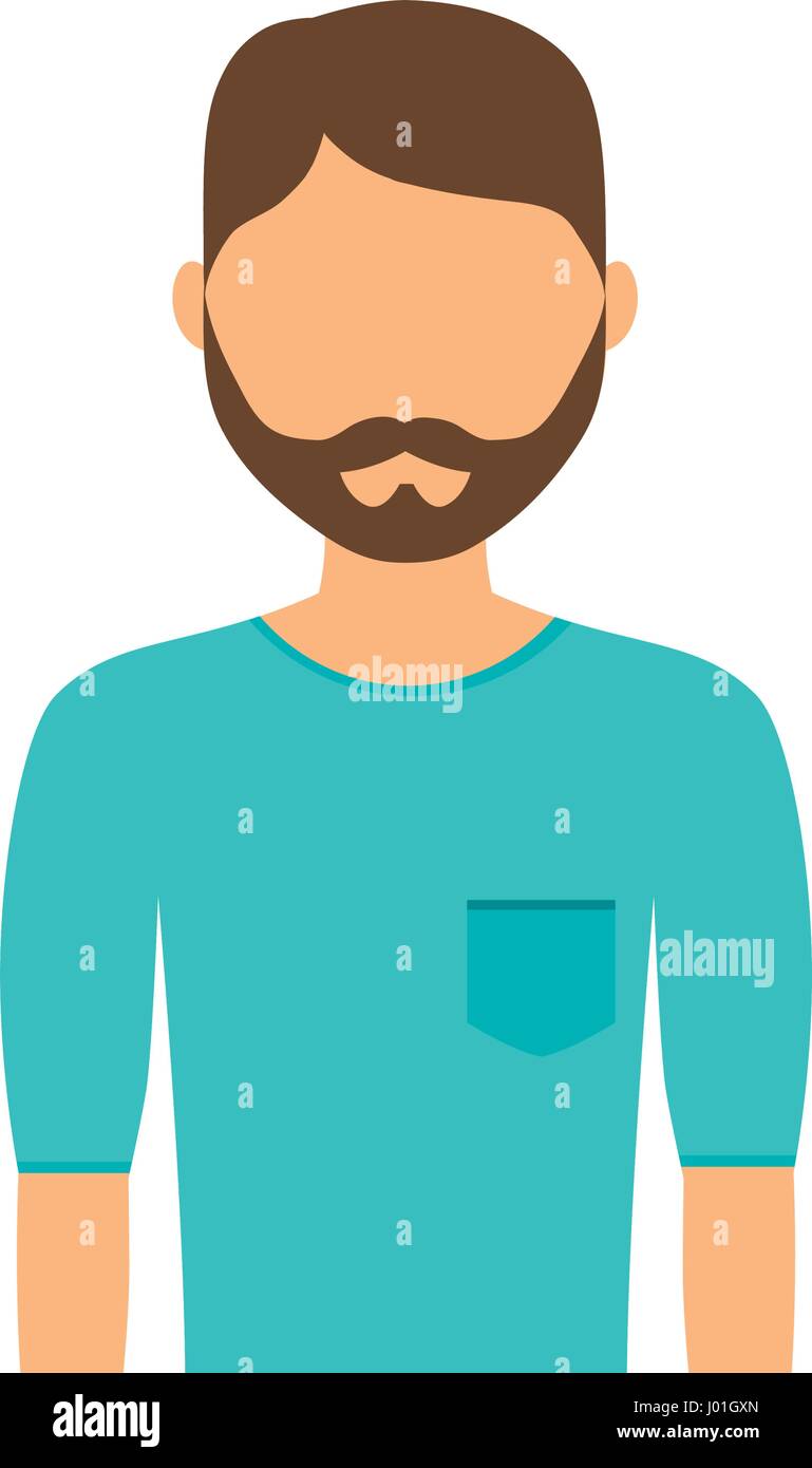 Man Wearing Blue Shirt Cartoon Icon Over White Background Colorful Design Vector Illustration