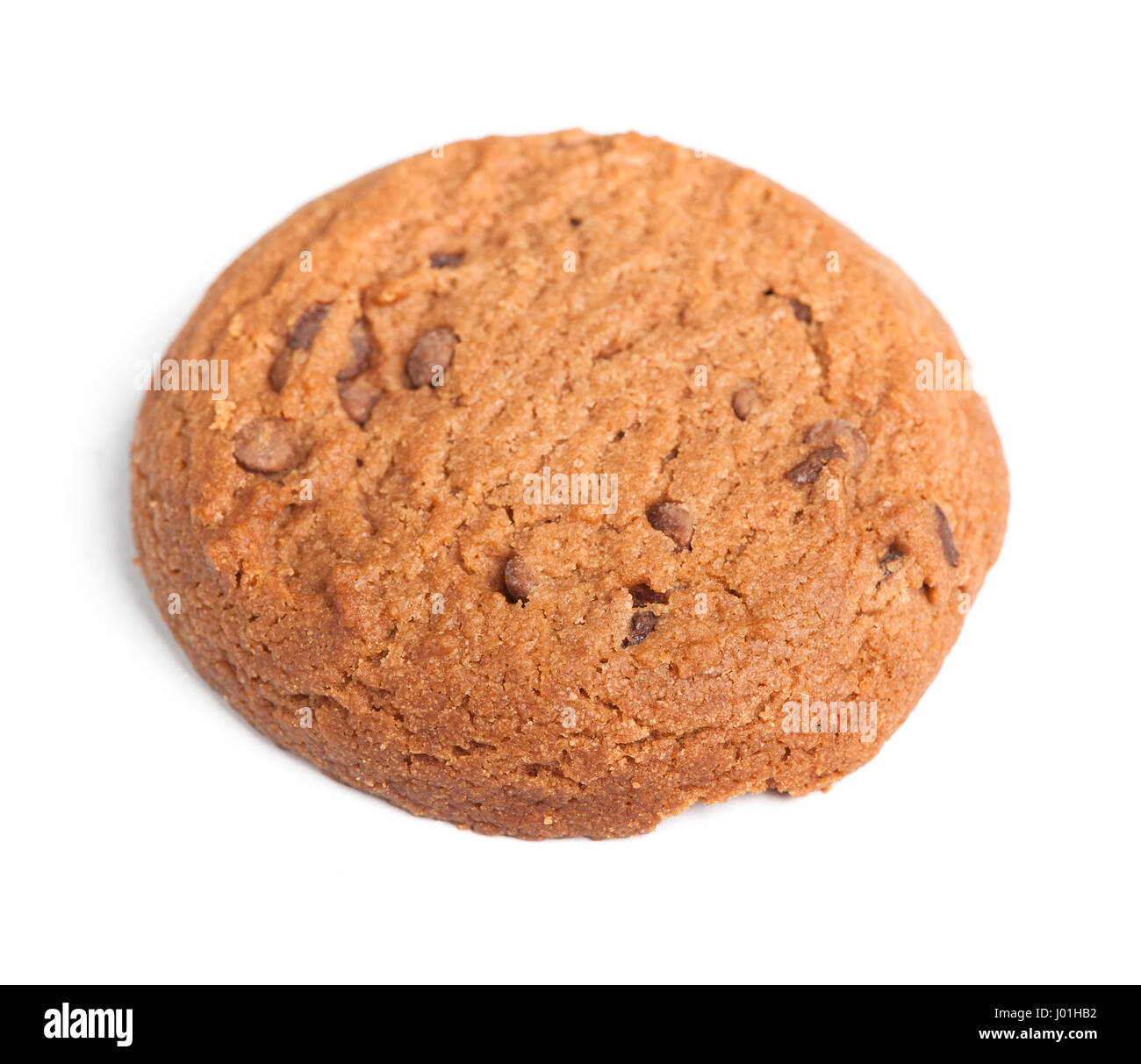 Single oatmeal cookie with chocolate isolated on white background Stock ...