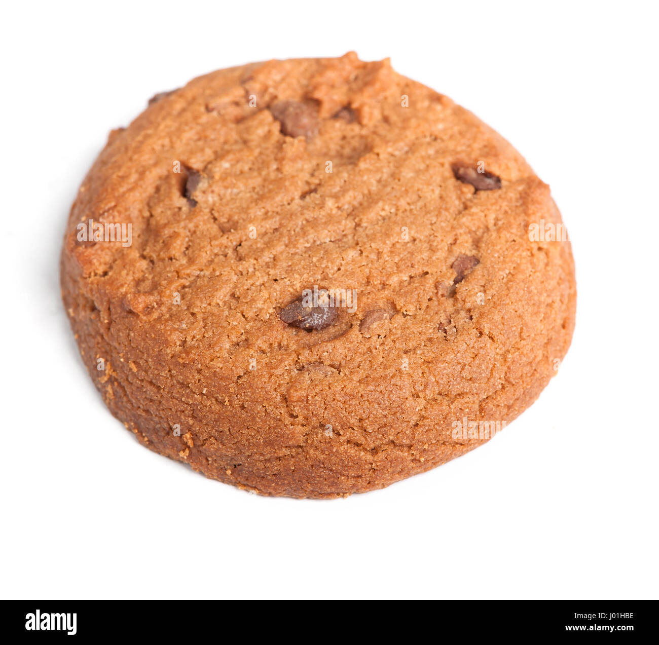 Single oatmeal cookie with chocolate isolated on white background Stock ...