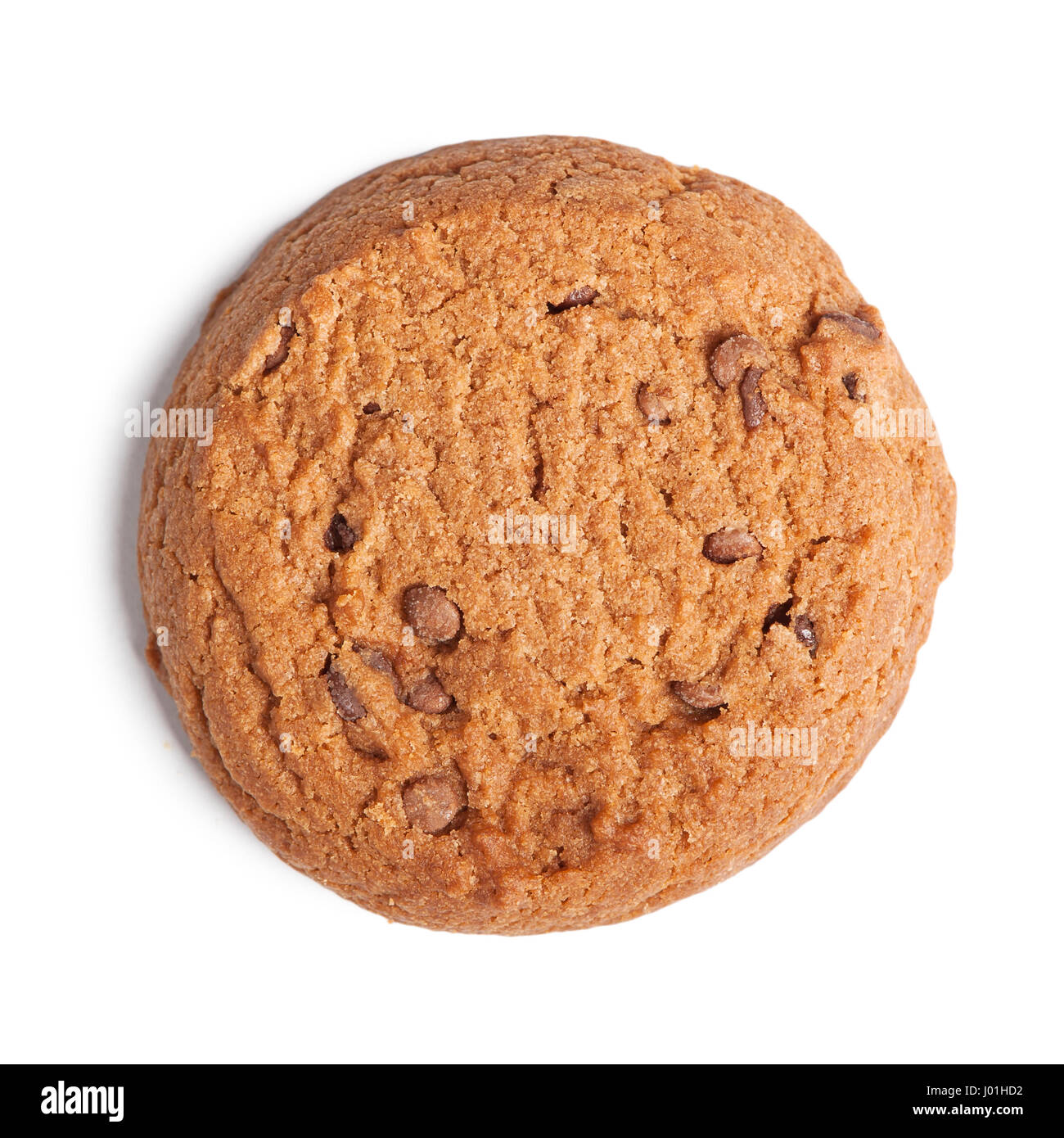 Single oatmeal cookie with chocolate isolated on white background Stock ...