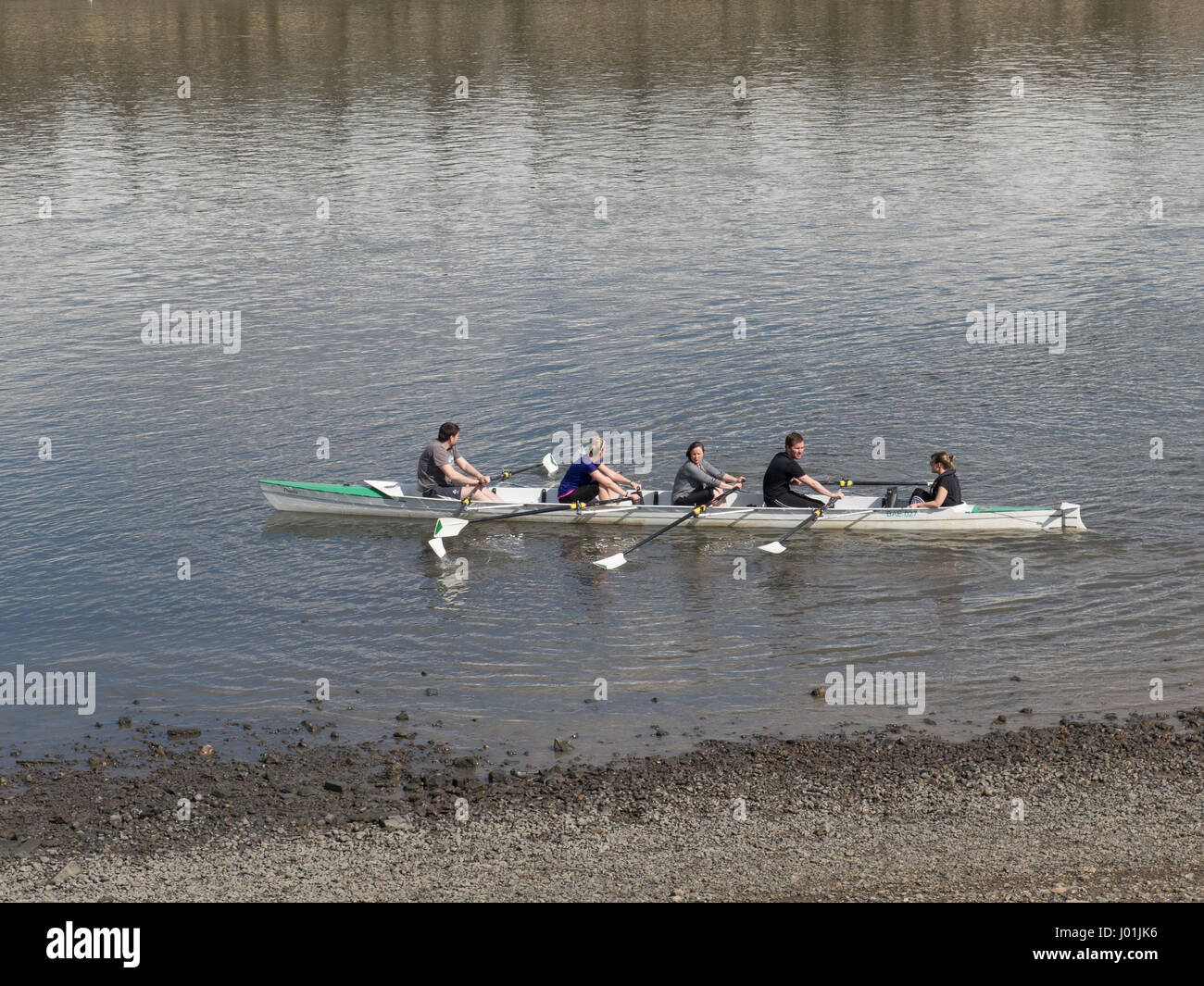 river Thames rowing boat rowers bank sport rowing Stock Photo - Alamy