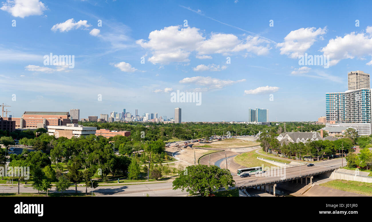 A panoramic view of Houston looking north towards downtown from the ...