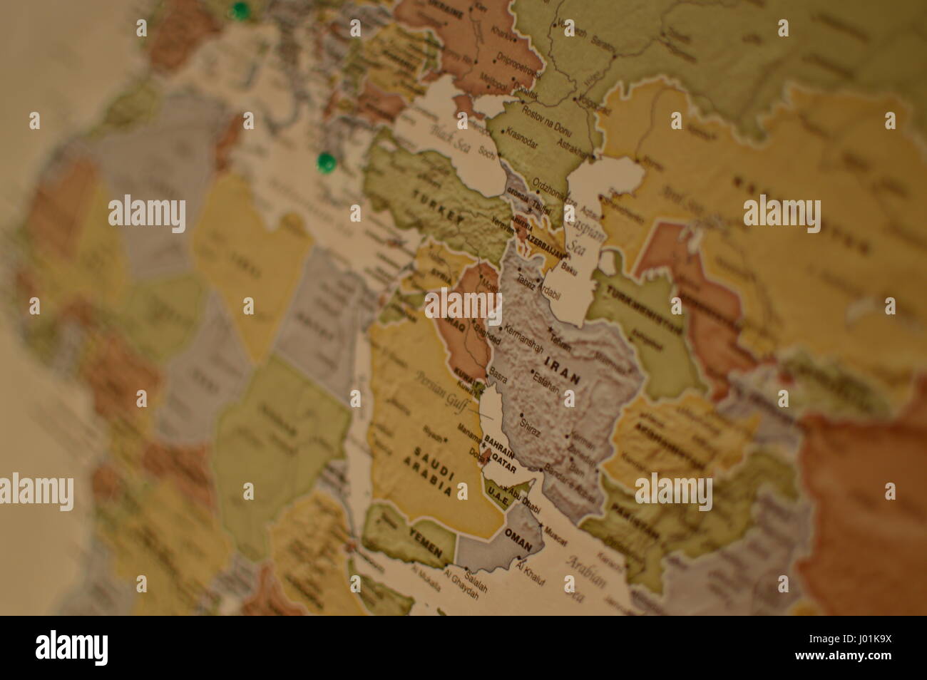 Picture of Middle East on Paper Map Stock Photo - Alamy