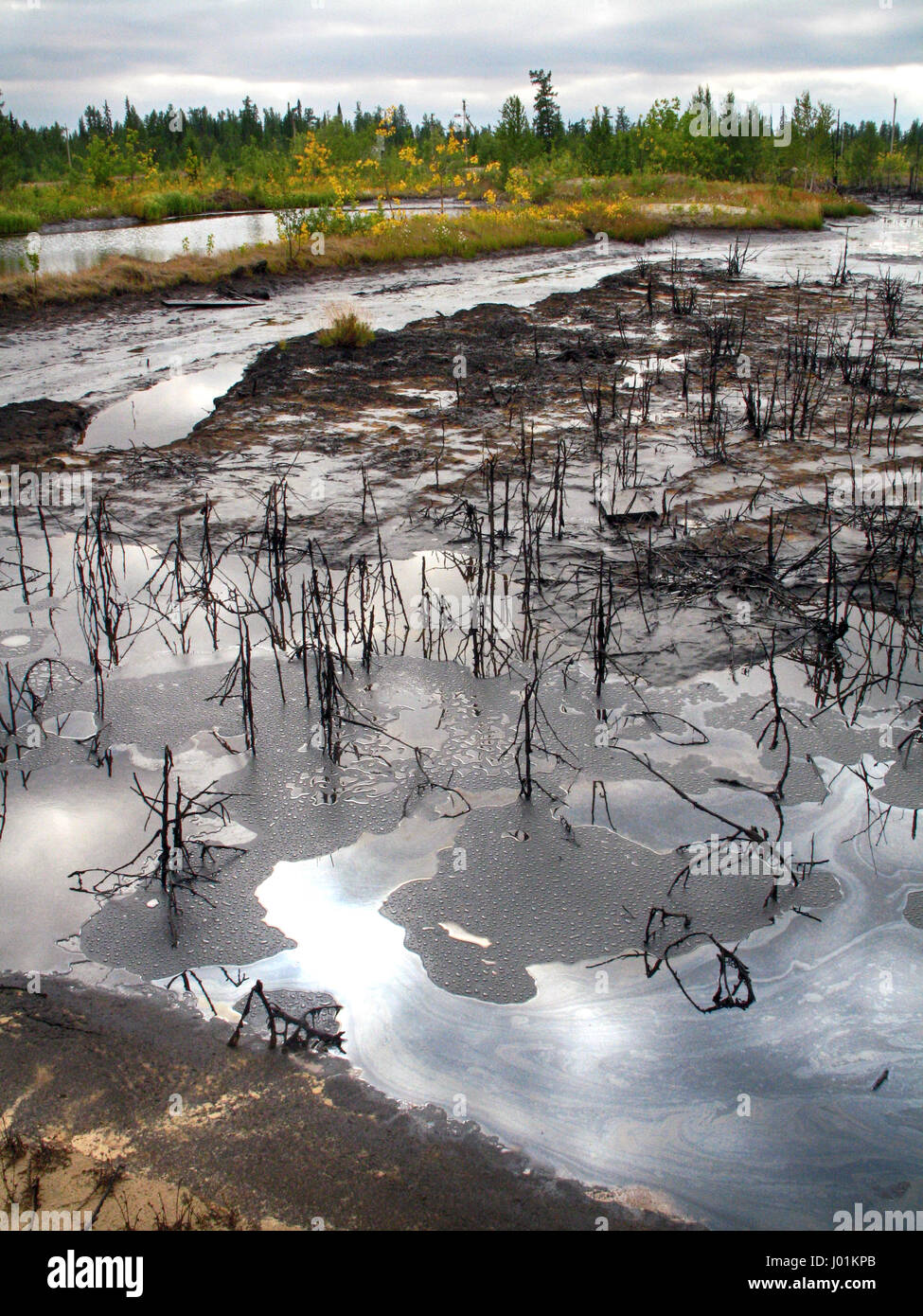 Oil slick in water - environment pollution Stock Photo - Alamy