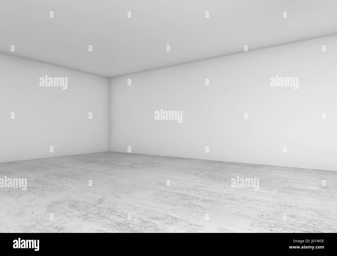Abstract empty interior background, blank white walls and concrete ...