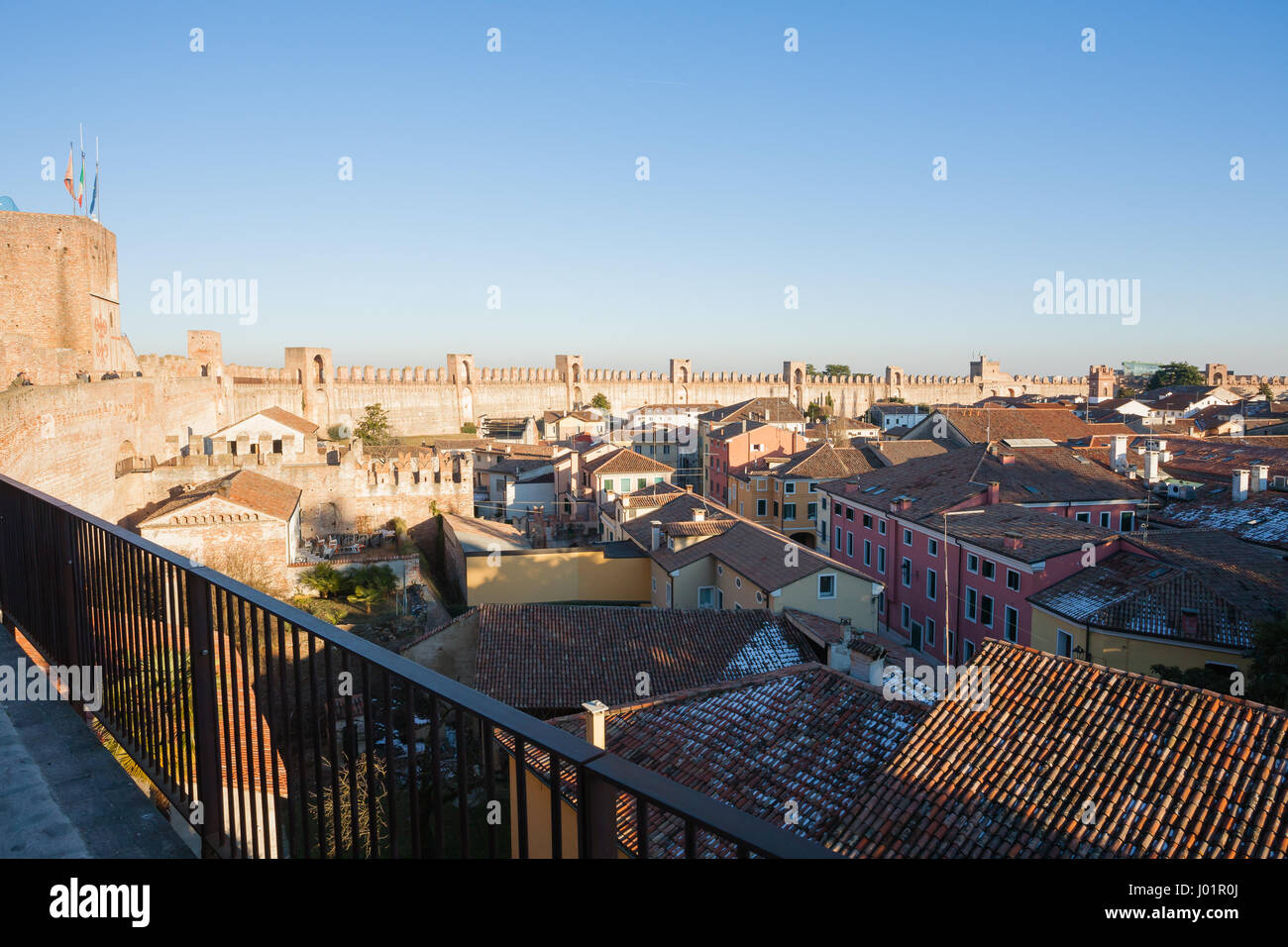 View of Cittadella, medieval walled city in Italy. Italian fortificated ...