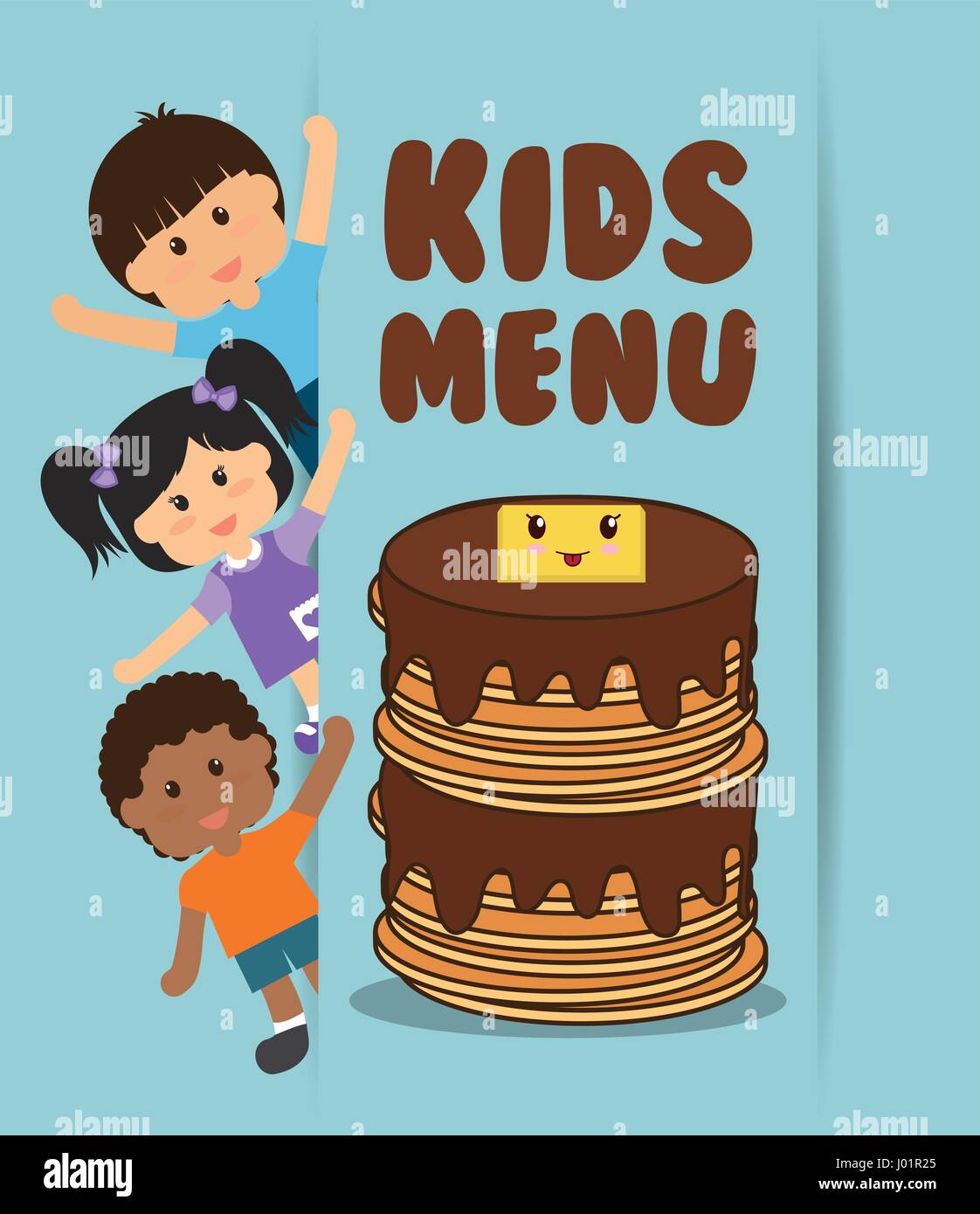 kids menu - children and pancake with syrup butter Stock Vector Image ...