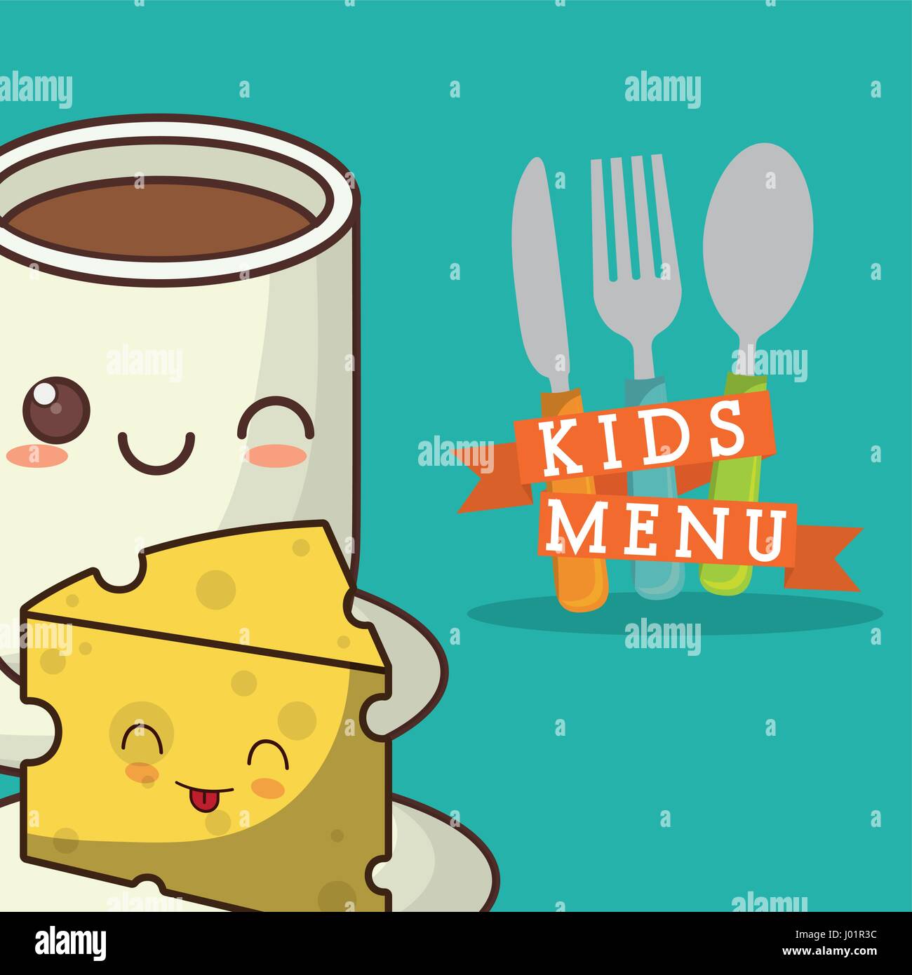 kids menu cheese chocolate cuttlery Stock Vector Image & Art - Alamy