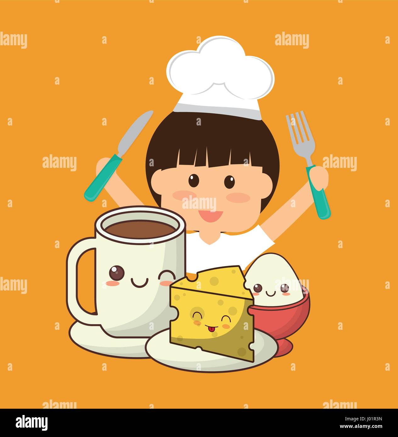 chef boy fork knife breakfast cheese egg Stock Vector Image & Art - Alamy