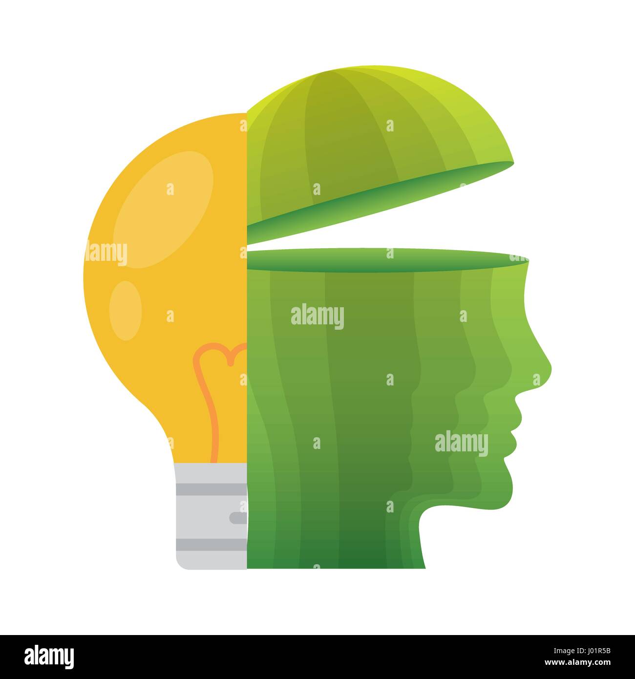head think green bulb light energy Stock Vector Image & Art - Alamy