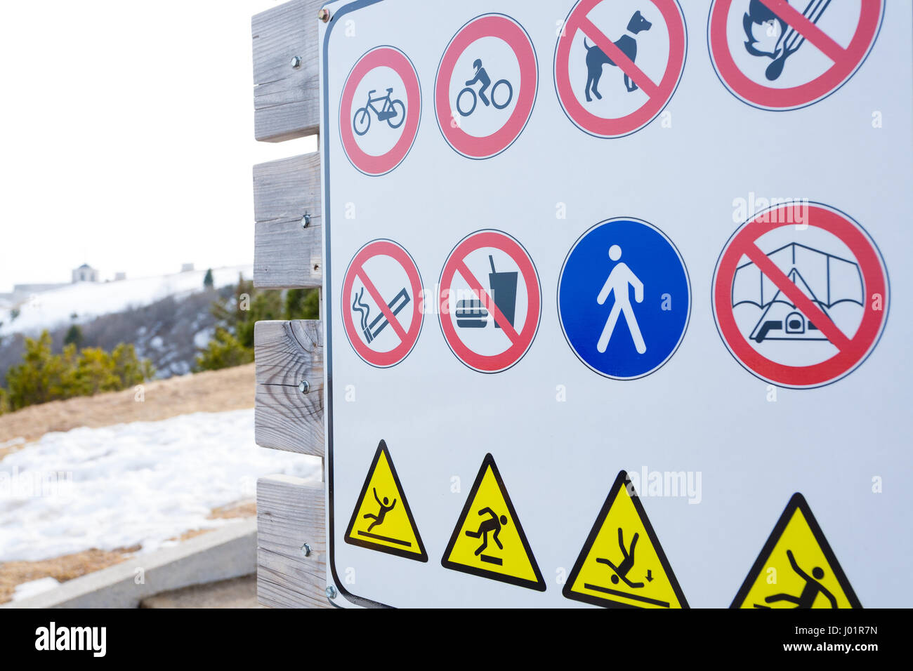 Collection of prohibition signs and warning signs Stock Photo - Alamy