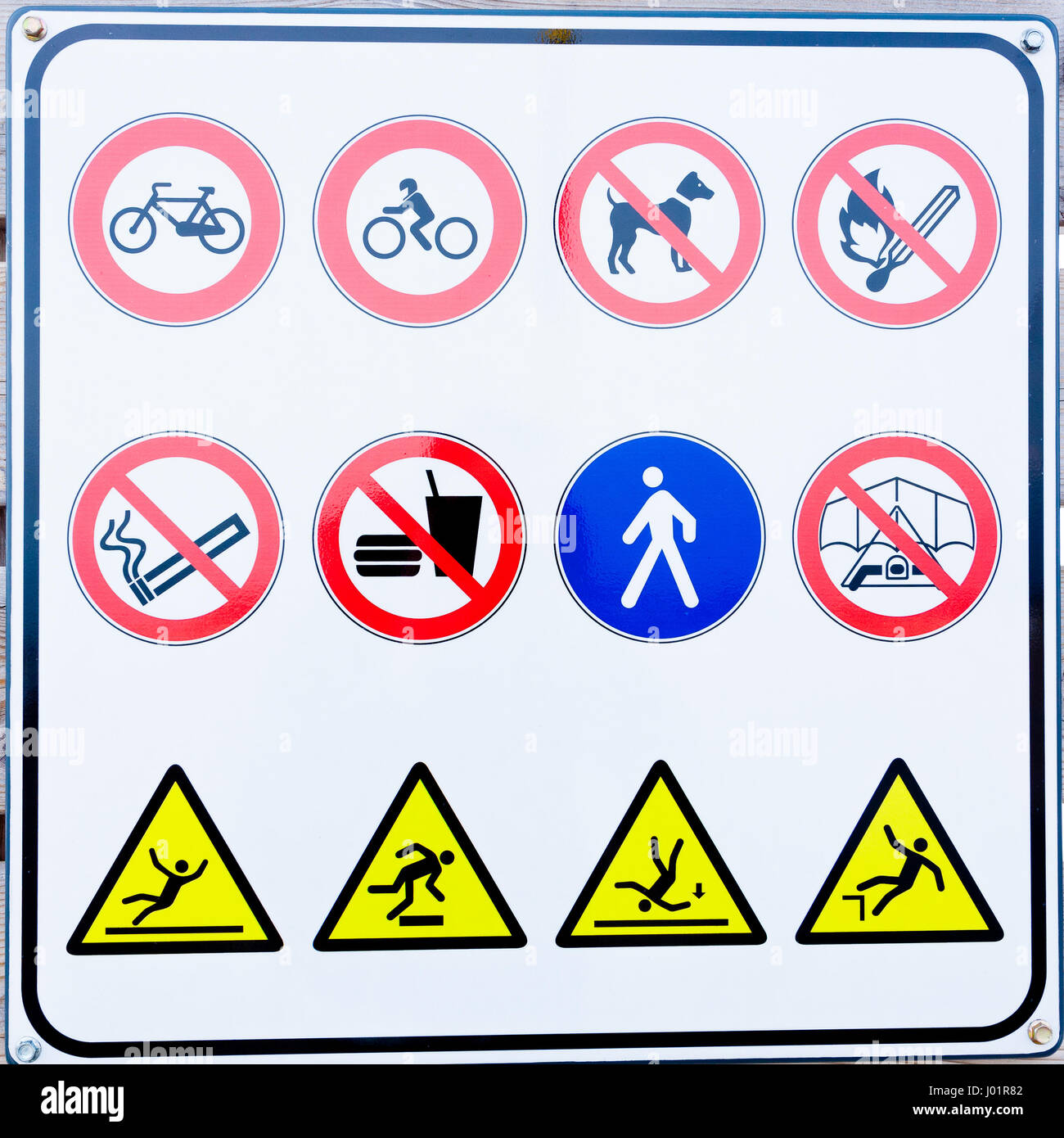 Collection of prohibition signs and warning signs Stock Photo - Alamy