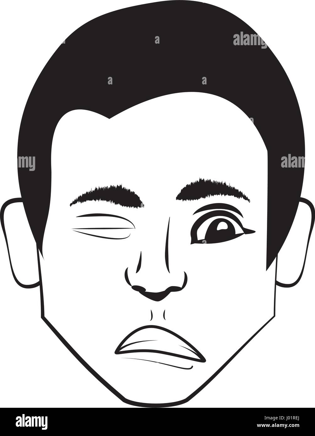 Face male avatar smile outline hi-res stock photography and images - Alamy