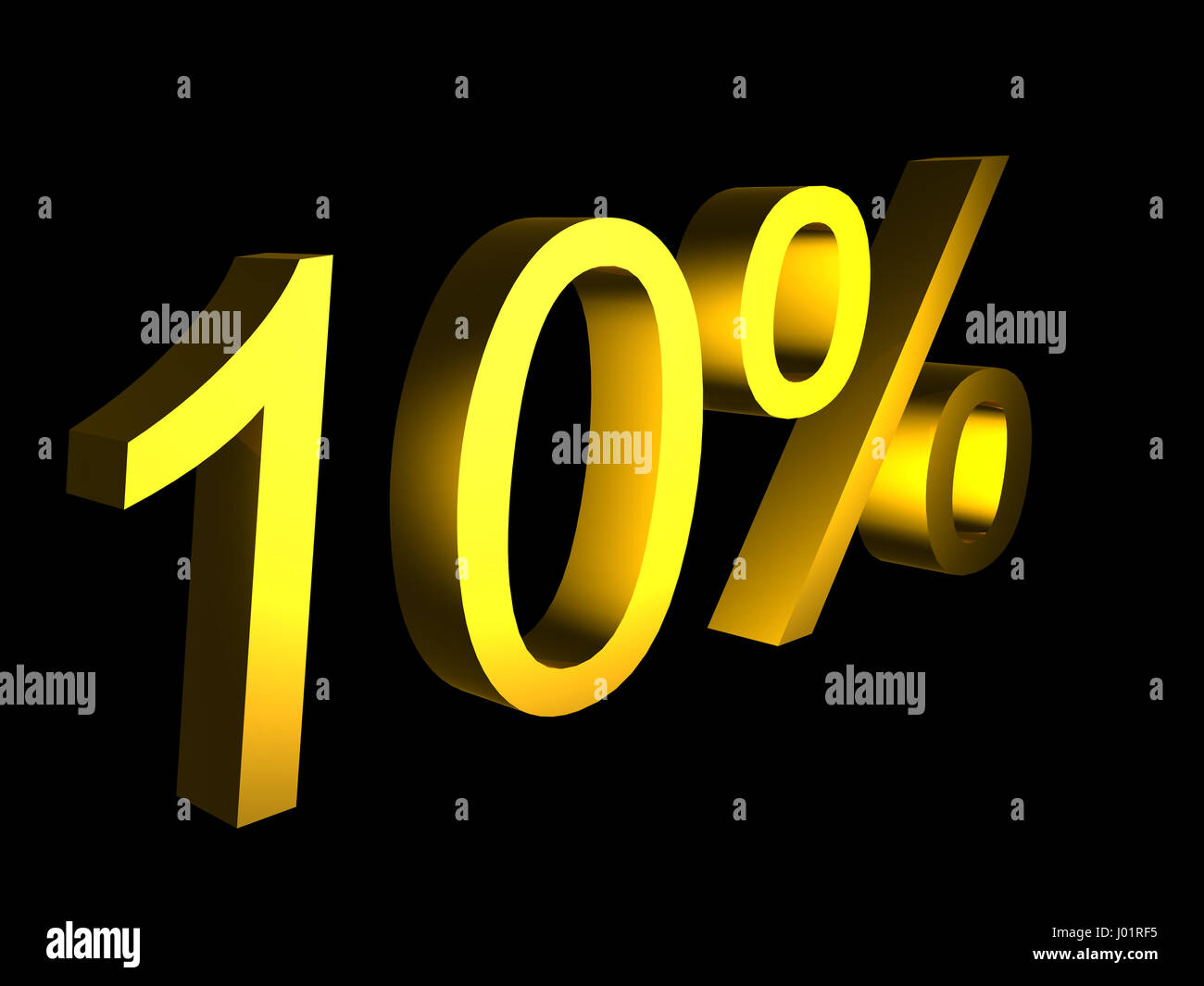 golden ten percent on black background 3d render Stock Photo - Alamy