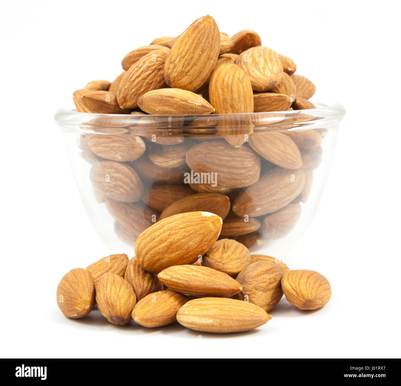 bowl wood of almonds isolated on white background Stock Photo - Alamy