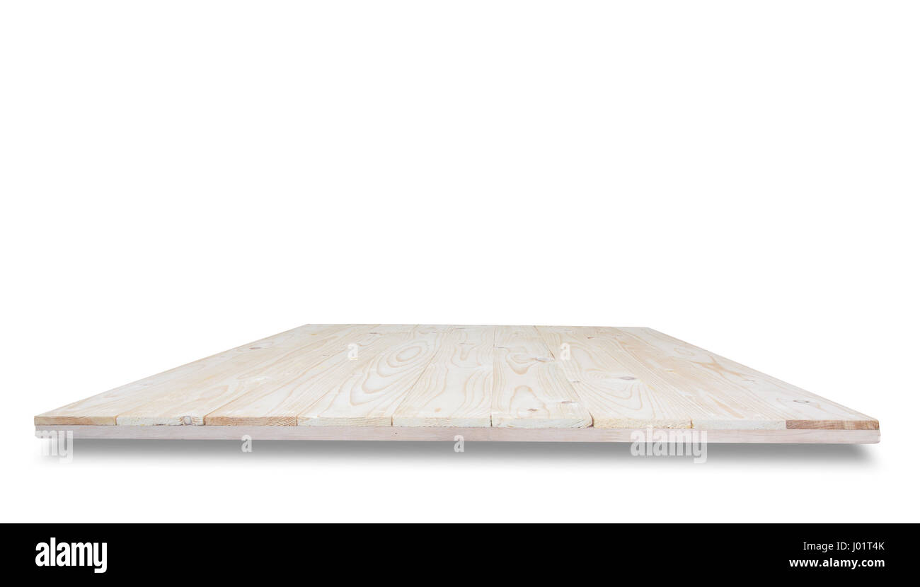 empty wooden table top isolated on white background Stock Photo - Alamy
