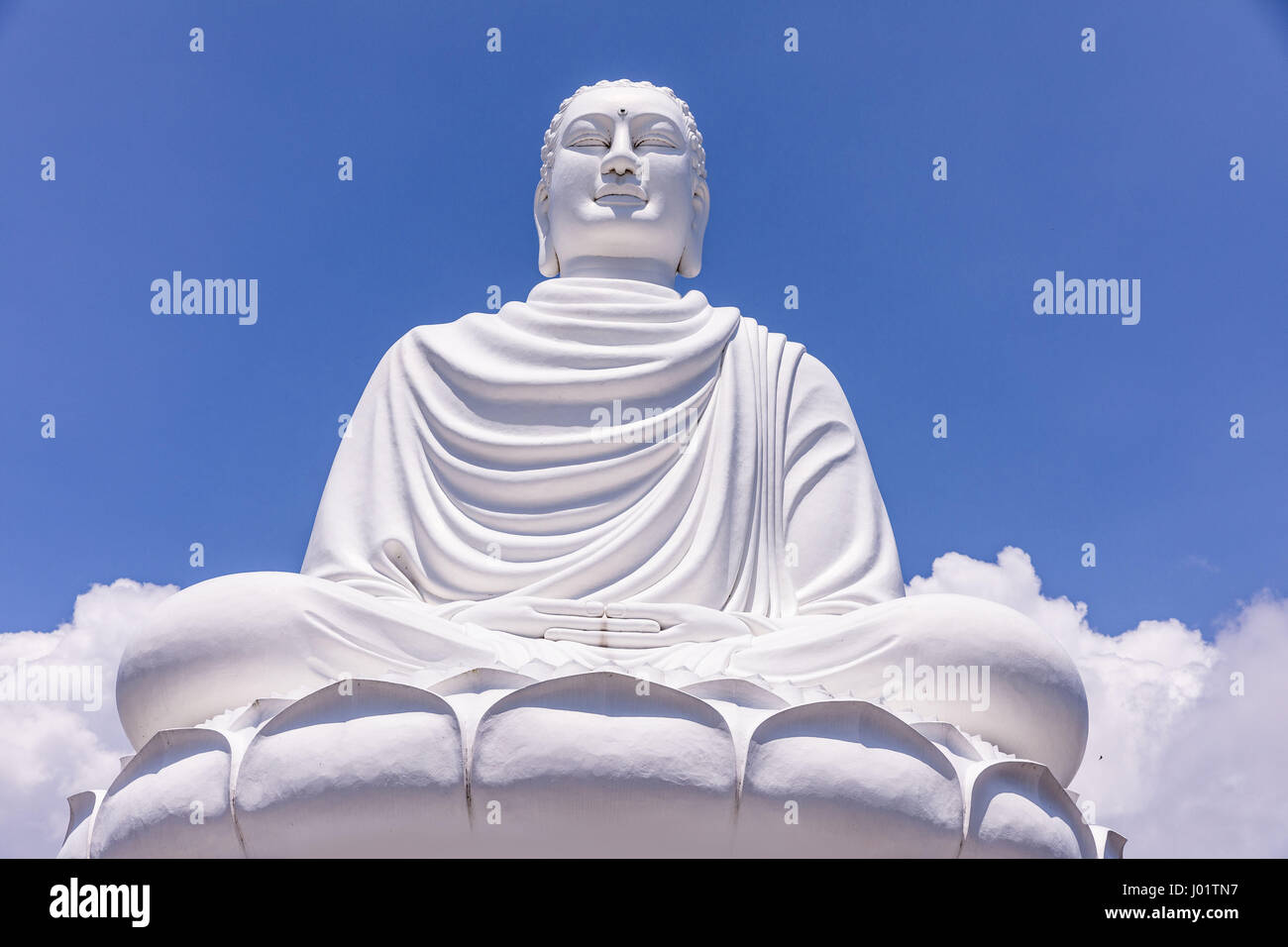 White Buddha Statue at Long Son Pagoda in sunny day at Nha Trang ...