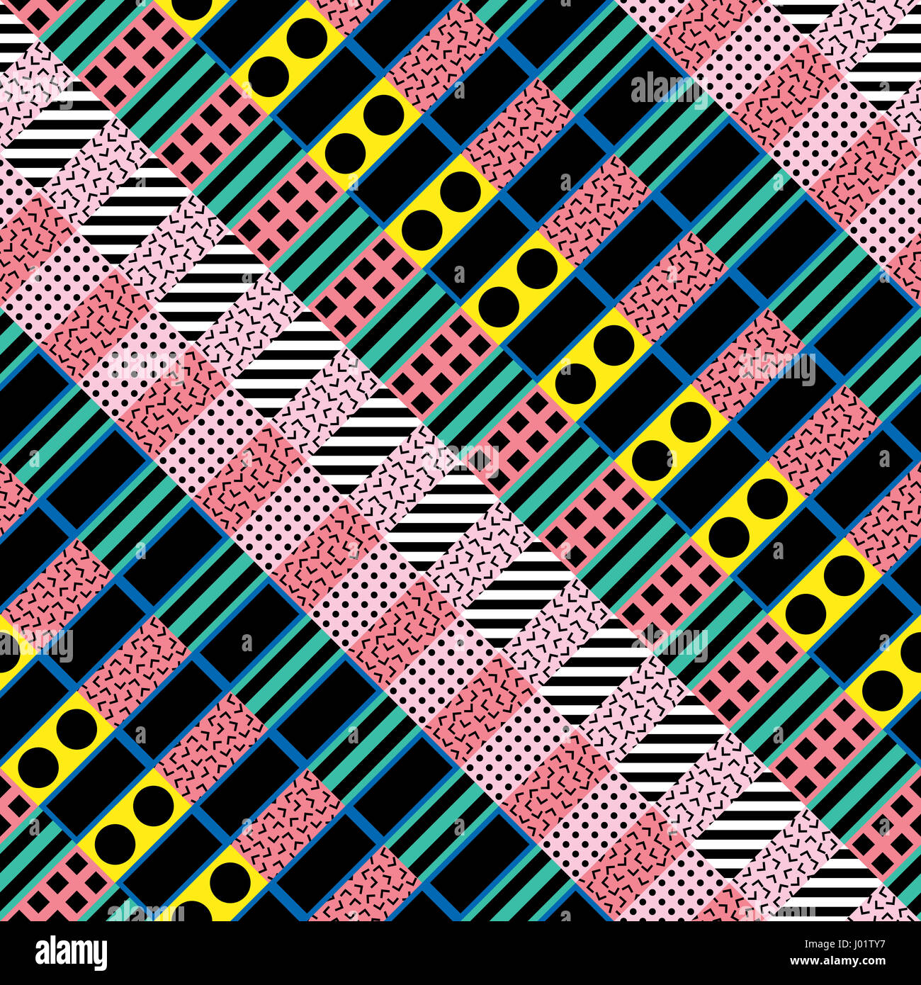 Colorful bold bright seamless pattern. Trendy design in 80-90s style ...