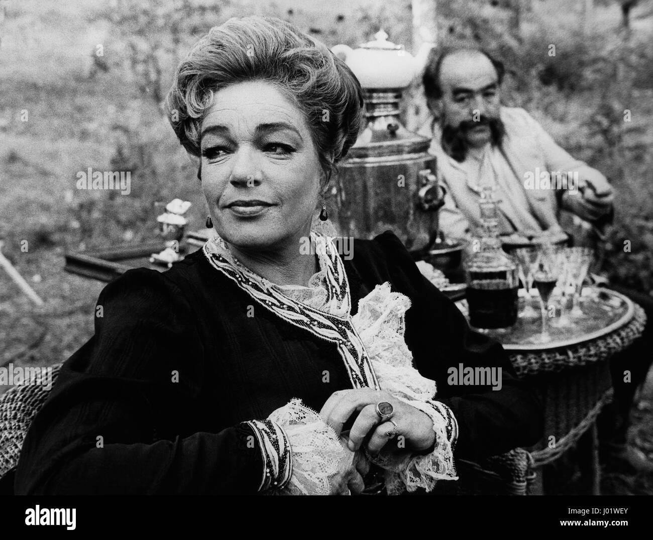 SIMONE SIGNORET actress during recording film of Chekov Seagull in ...