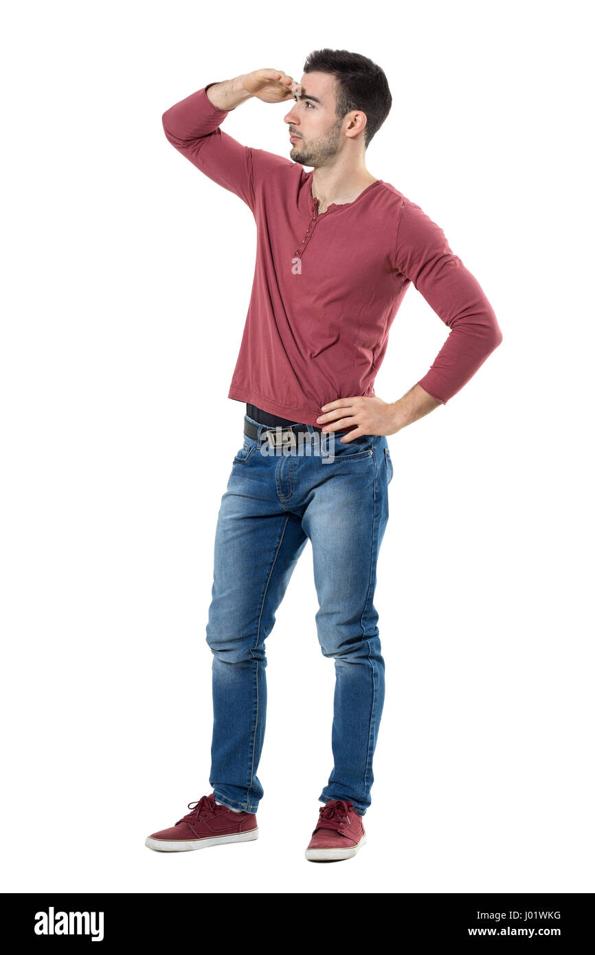 Man shading eyes hi-res stock photography and images - Alamy