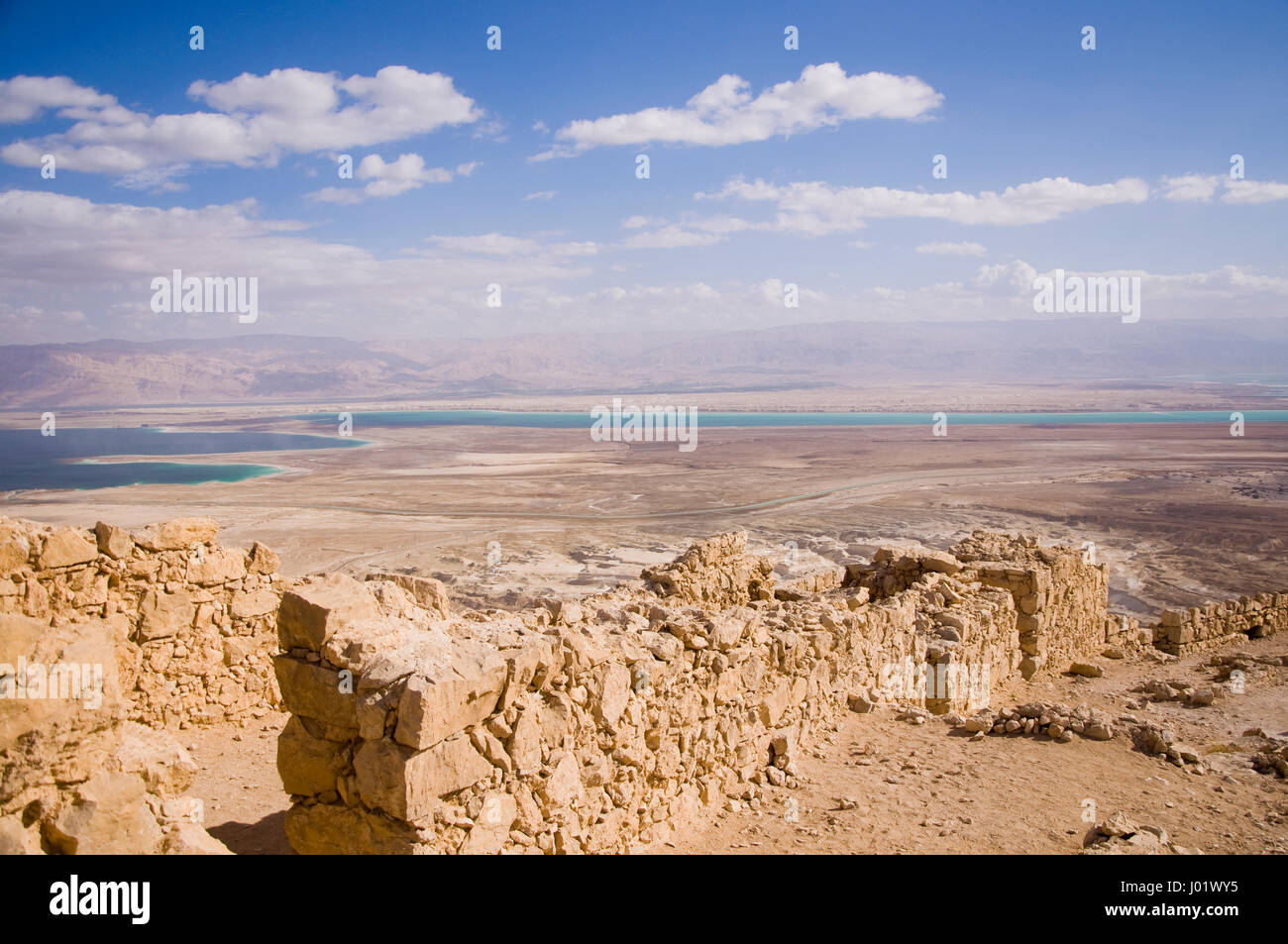 Masada in the South District of Israel on top of an isolated rock ...