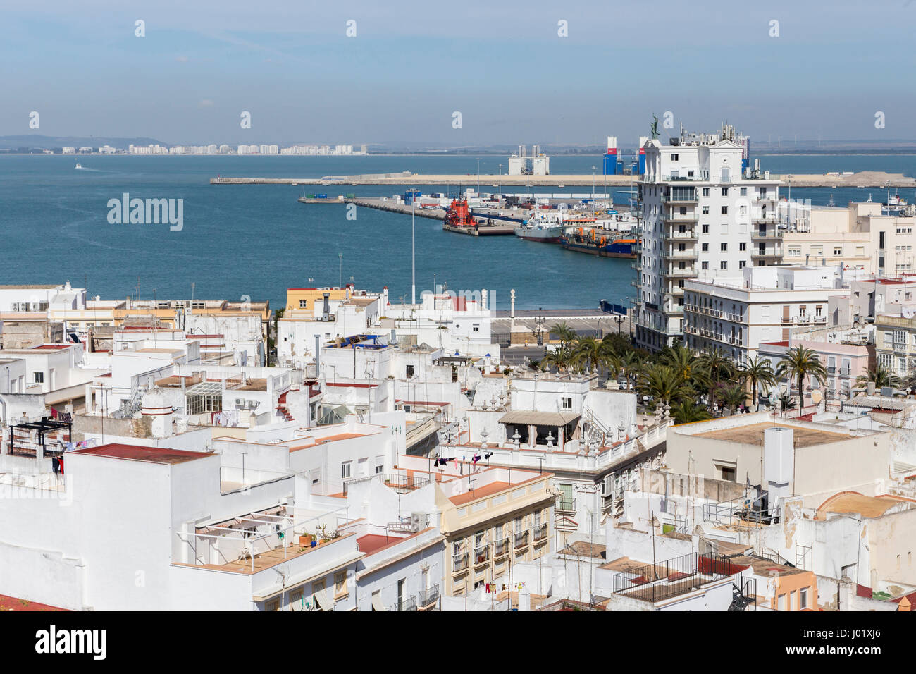 View of the historic center and port of Cadiz from the observation deck ...
