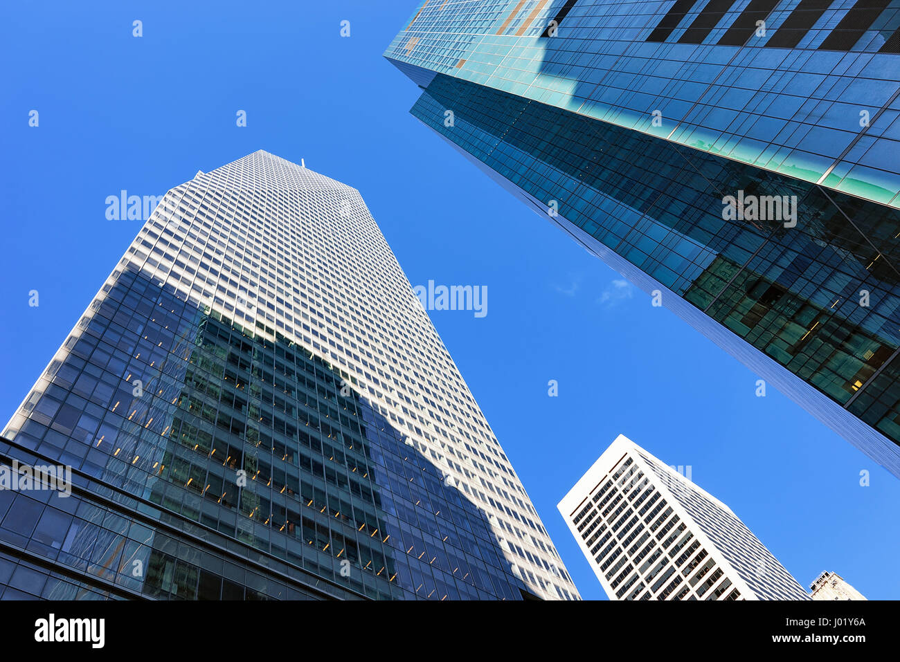 Bottom up view of glass skyscrapers in New York, USA Stock Photo - Alamy