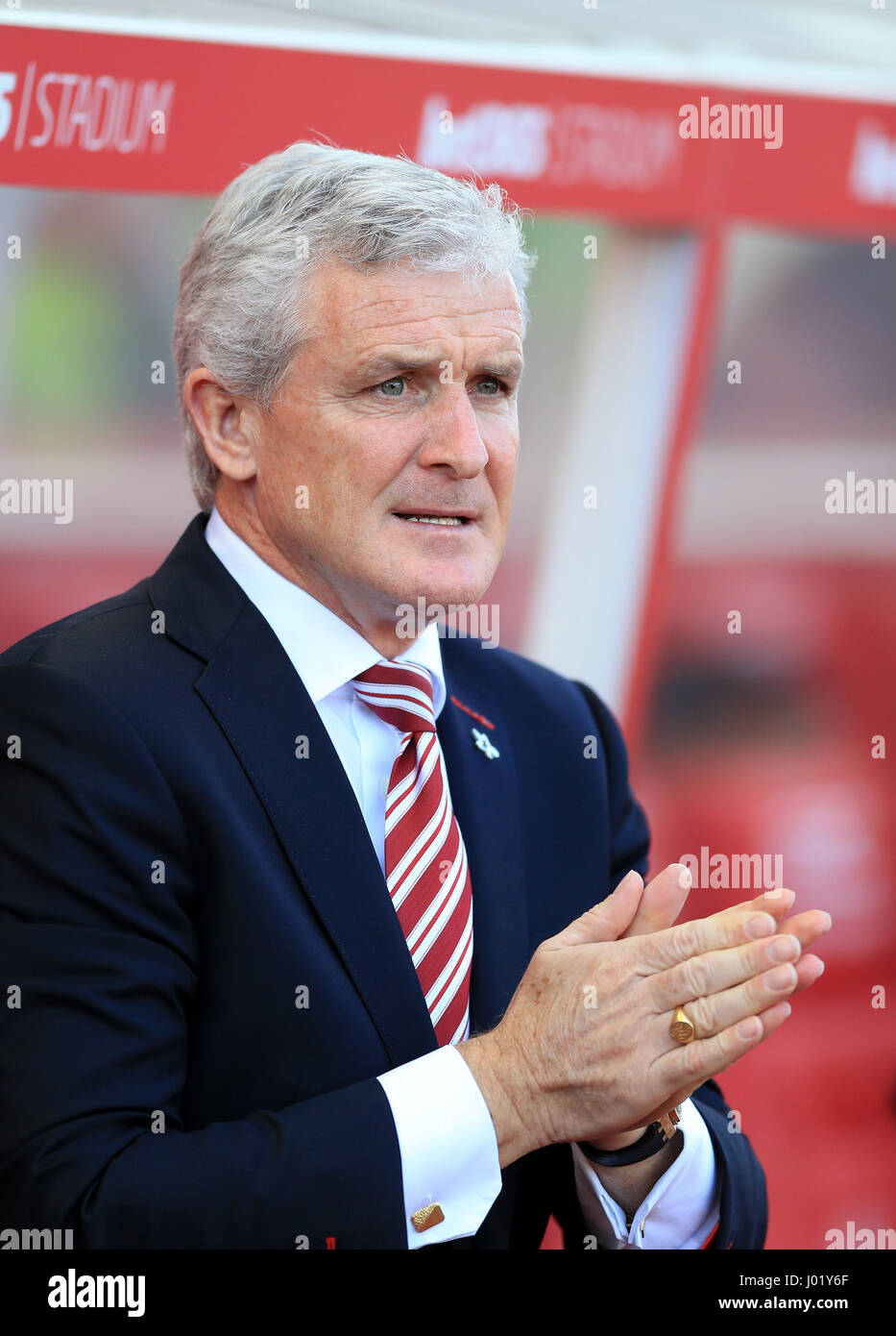 Stoke City manager Mark Hughes during the Premier League match at the ...
