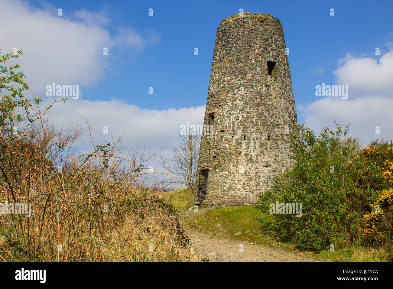 An old windmill stump in the abandoned 19th century lead mines in ...