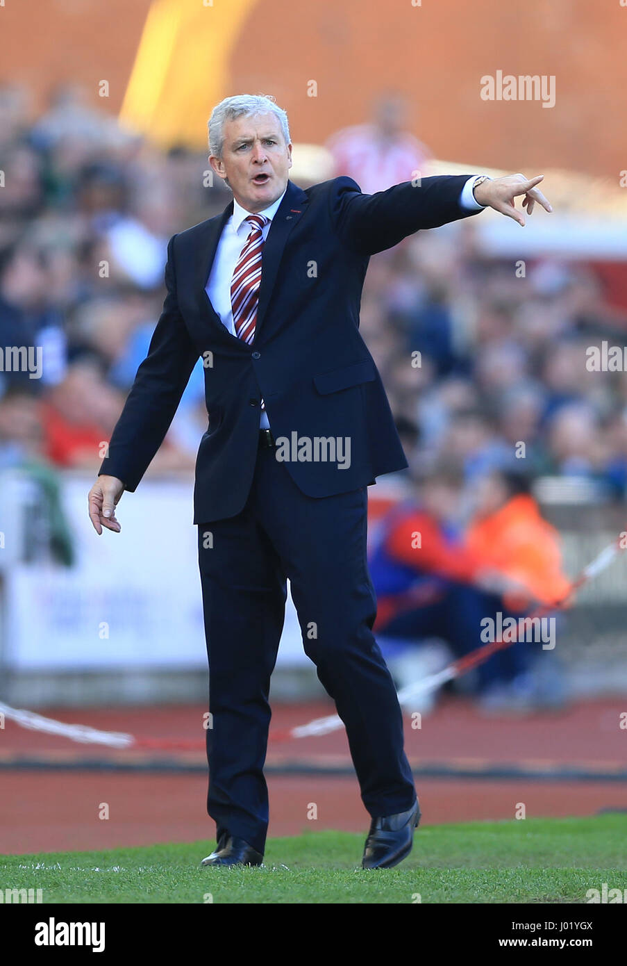 Stoke City manager Mark Hughes during the Premier League match at the ...