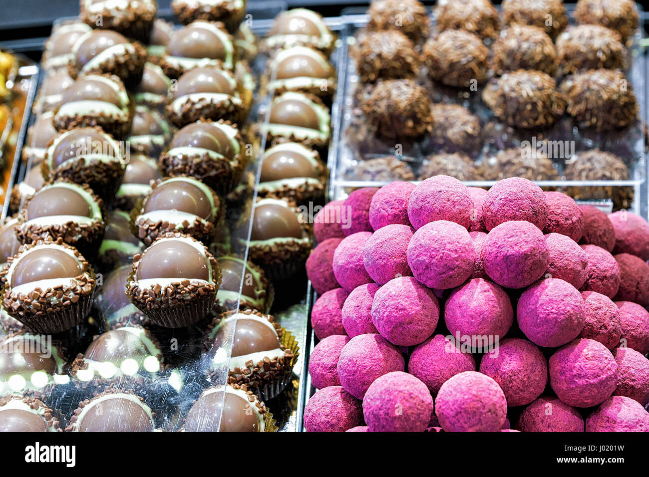 Selection of milk Swiss chocolate truffles Stock Photo - Alamy