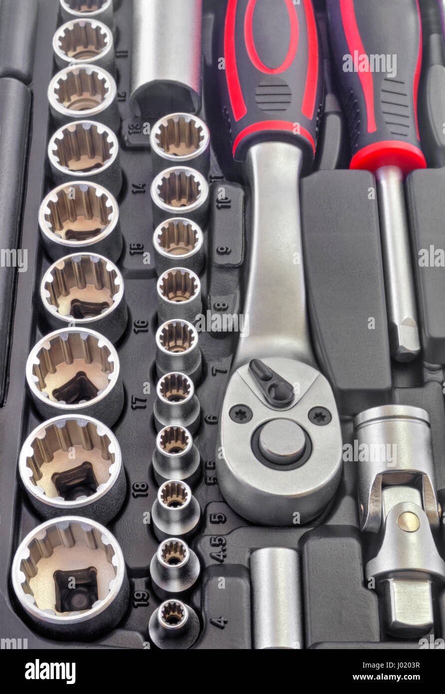 Mechanical bit tool set closeup Stock Photo - Alamy