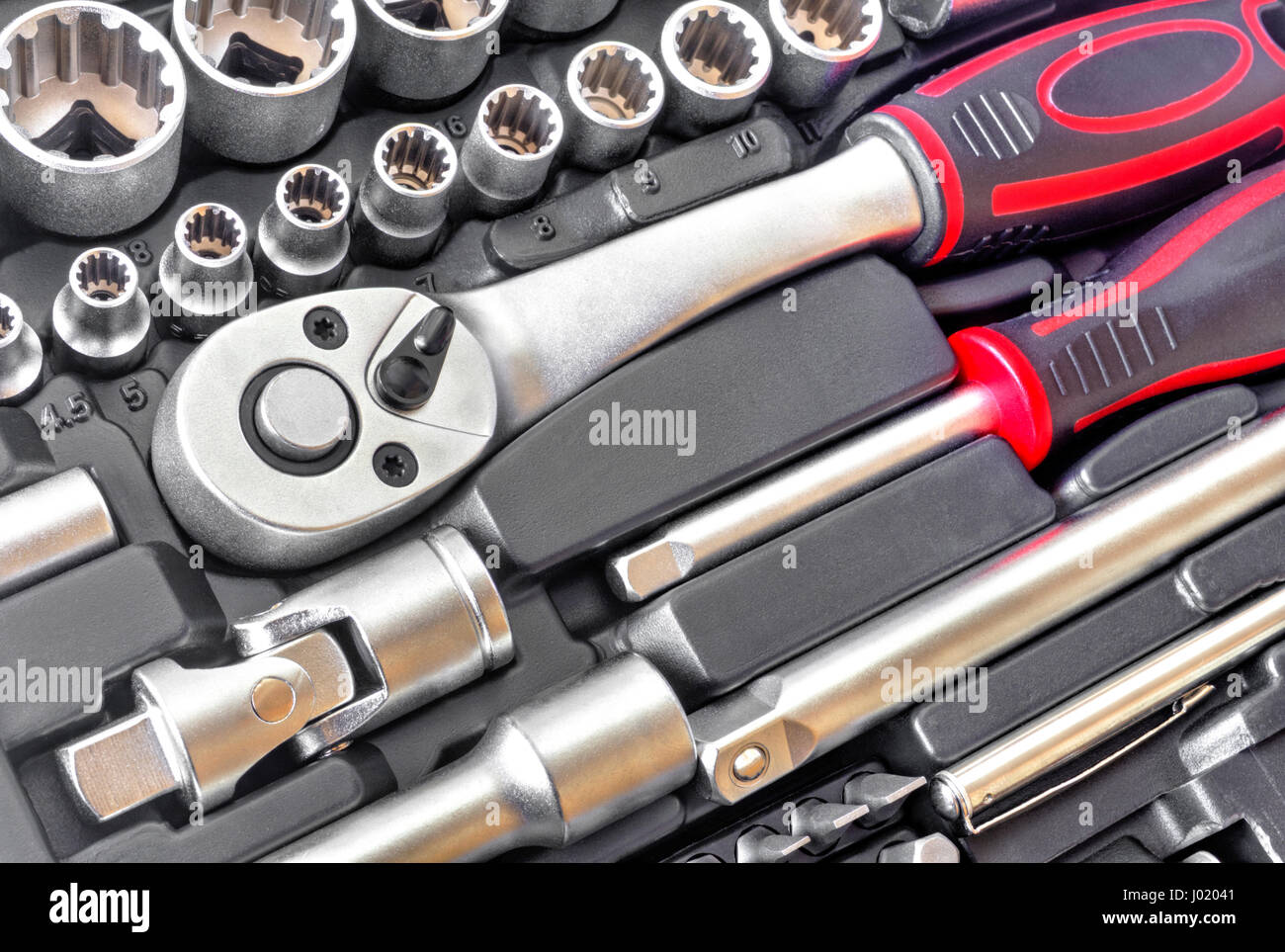Mechanical bit tool set closeup Stock Photo - Alamy