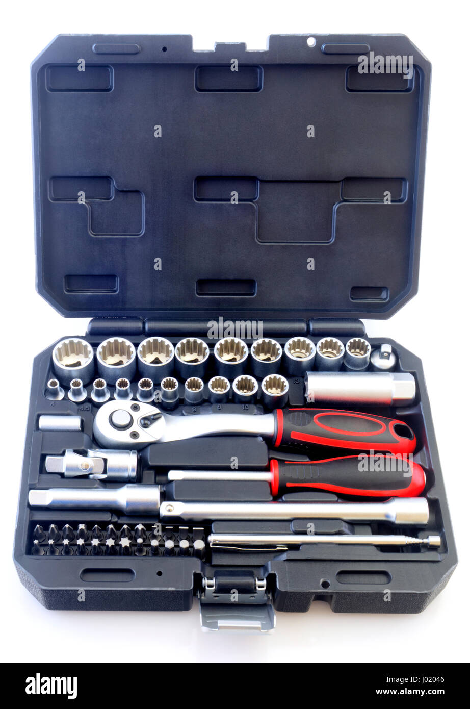 Mechanical bit tool set isolated on white background Stock Photo - Alamy