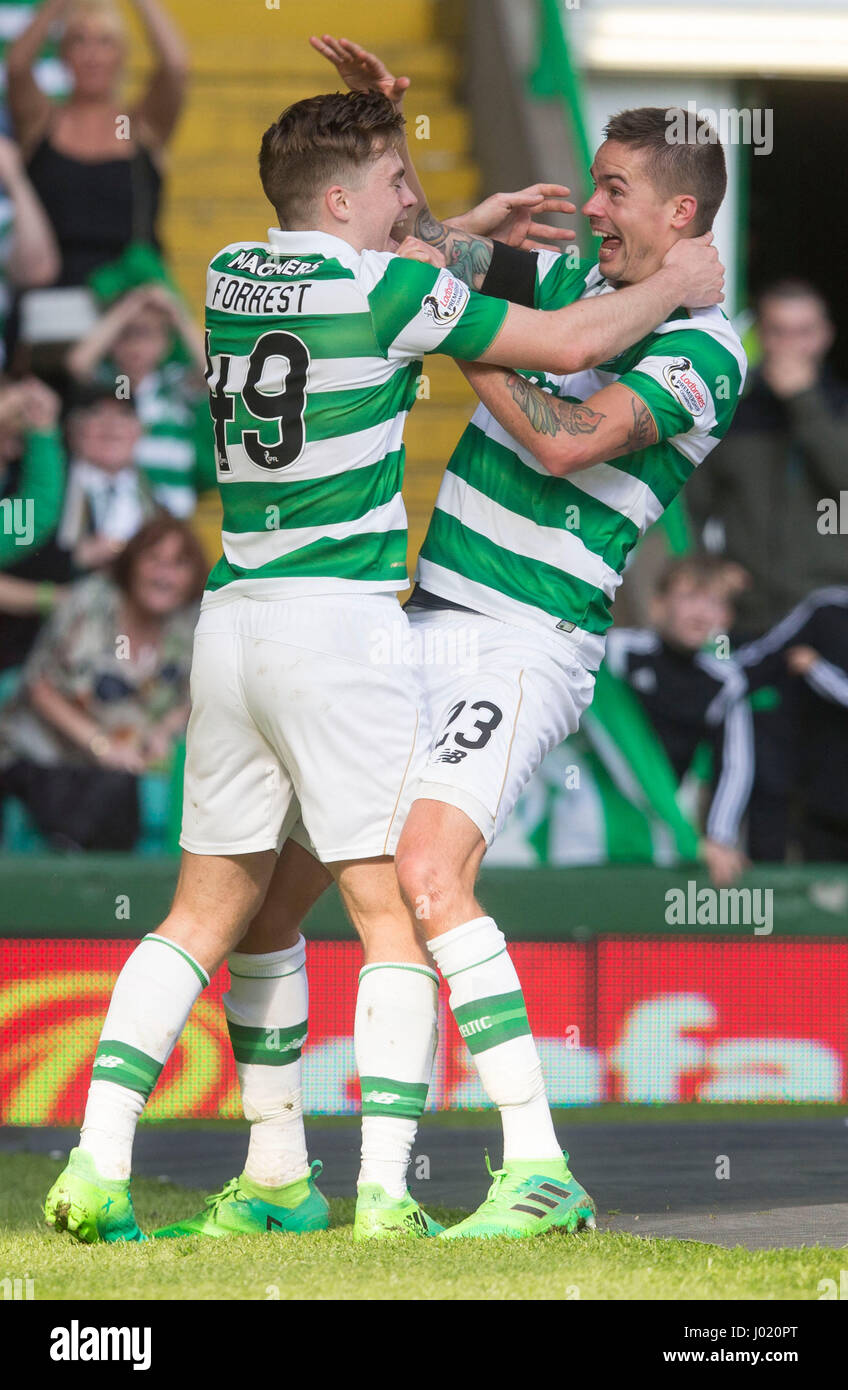 Celtic's James Forrest celebrates scoring his side's third goal of the ...